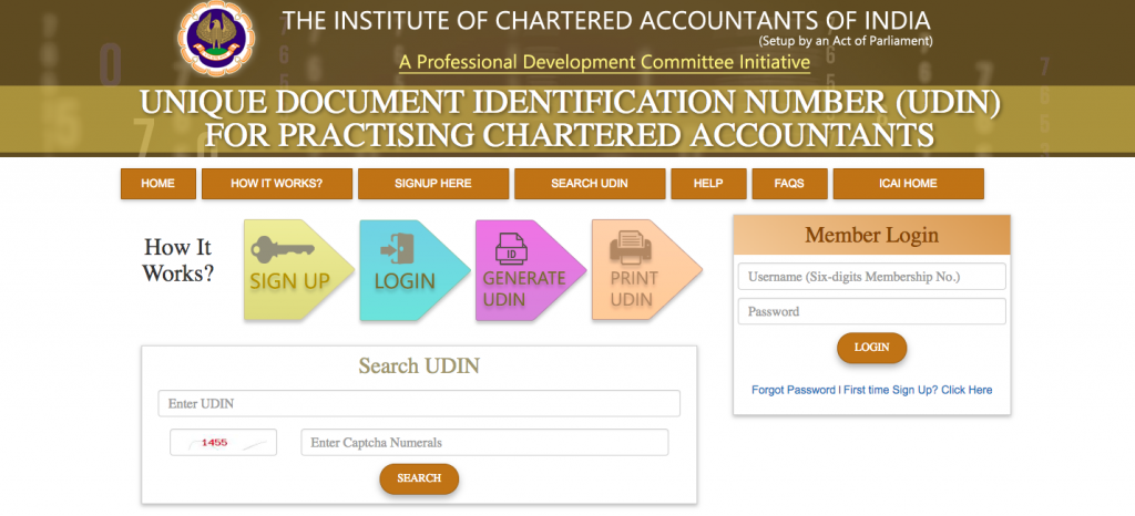 Unique Document Identification Number UDIN by ICAI