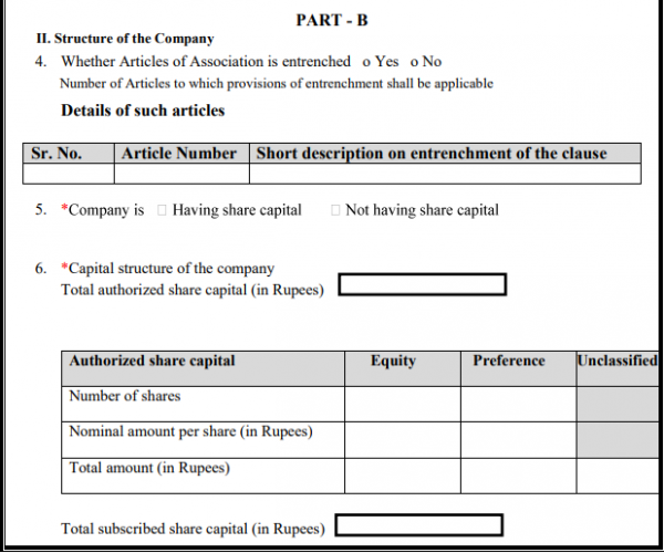 New Form for Company Incorporation(SPICE+) by MCA