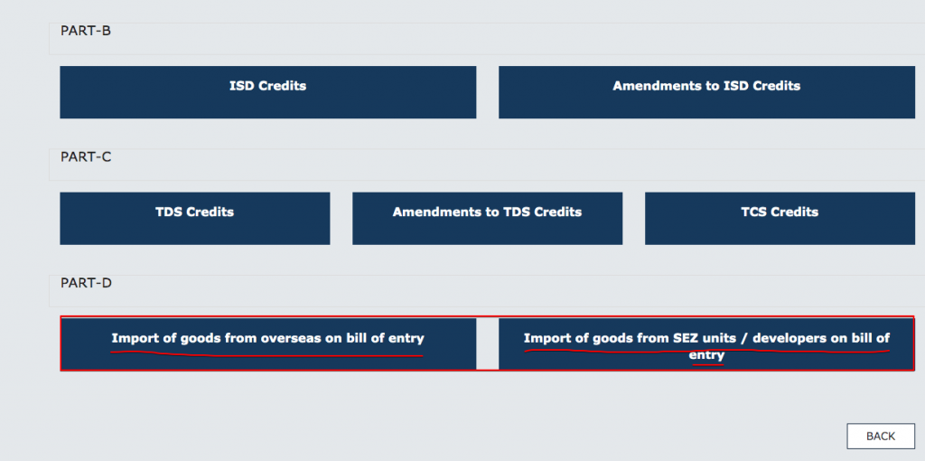 GSTN portal to show the details of bill of entry